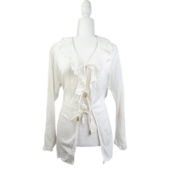 Vintage | Swim | Vintage Pacific Beach Gauzy White Long Sleeve Ruffle ...
